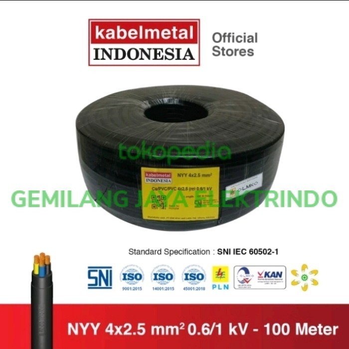 Jual KABEL NYY 4x2.5 KABELMETAL 4x2,5 KABEL LISTRIK KAWAT TUNGGAL POTONGAN | Shopee Indonesia