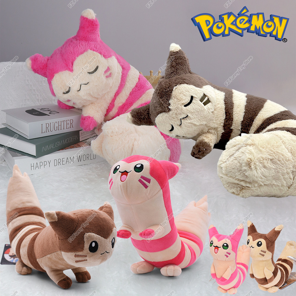 Jual New Pokemon Furret Plush Toy Shiny Pink Brown Cute Furret Stuffed ...