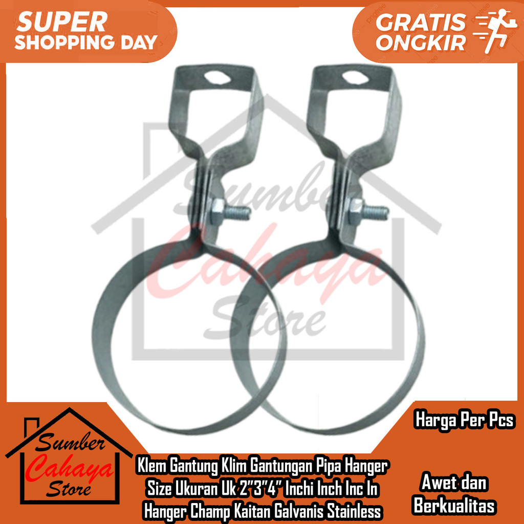 Jual Henger Clamp Klem Gantung Klim Pipa 2 3 4 Inch Inchi Inci In ...
