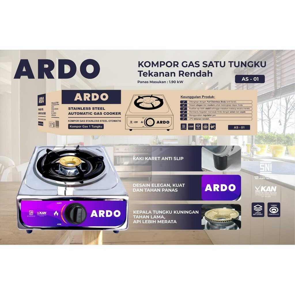 Jual ARDO Kompor Gas 2 Tungku Stainless AS 02 - GARANSI 1 Tahun ...