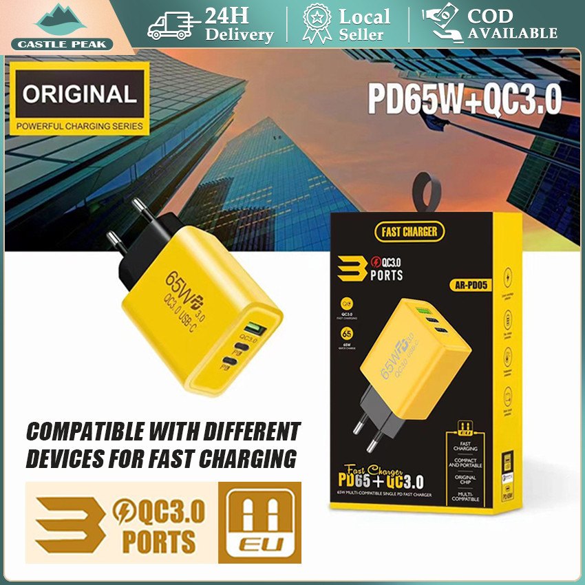 Jual Fast Charger Adaptor daya 65W 3 Port PD PPS USB C | Shopee Indonesia