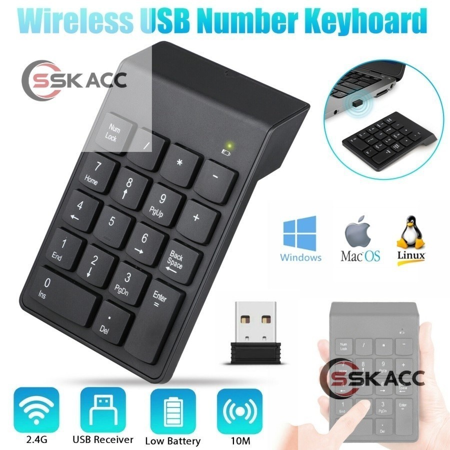 Jual Keyboard Numeric Keypad Mini Numpad numlock 18 Keys 2.4G Wireless - Keyboard Numeric ...