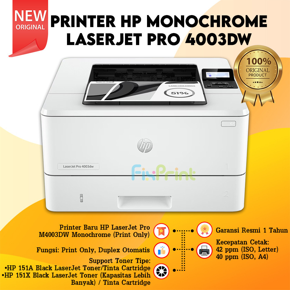 Jual Printer HP Laserjet Pro 4003dw 2Z610A Wireless Duplex monochrome ...