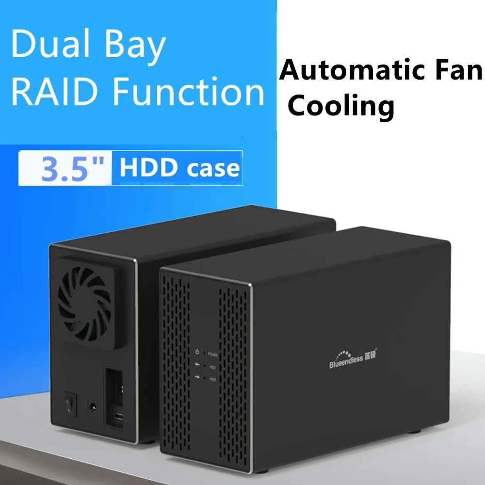 Jual 3.5 Dual Bay external hdd enclosure raid Array Cabinet sata Hard ...