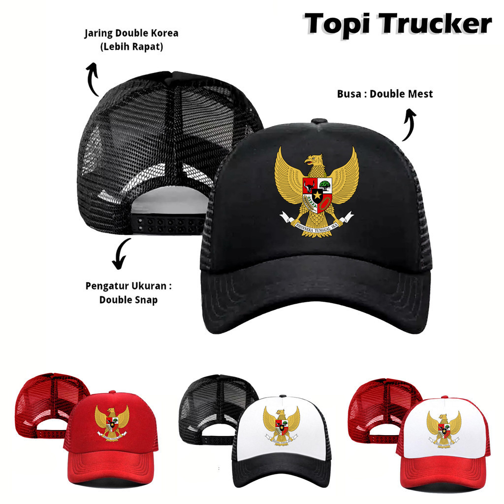 Jual Topi Trucker Jaring Sablon Logo Lambang Negara Garuda Indonesia ...