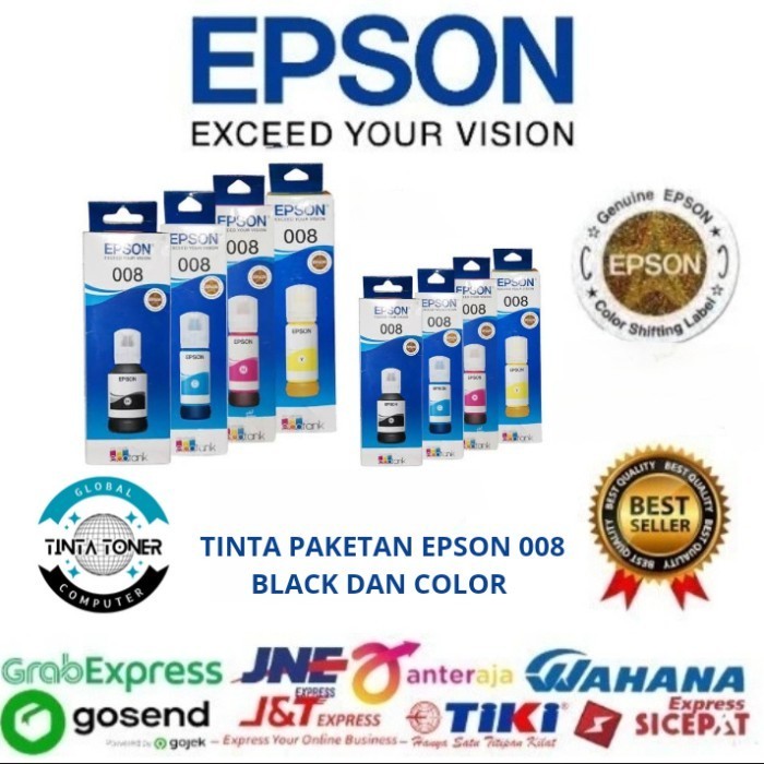 Jual TINTA PAKETAN EPSON 008 ORIGINAL ( B C Y M ) | Shopee Indonesia