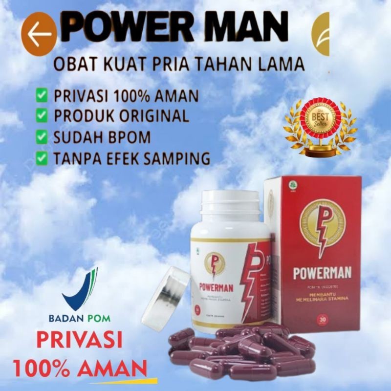 Jual kapsul Obat herbal kuat pria POWERMAN BPOM obat kuat pria tahan lama original100% | Shopee ...