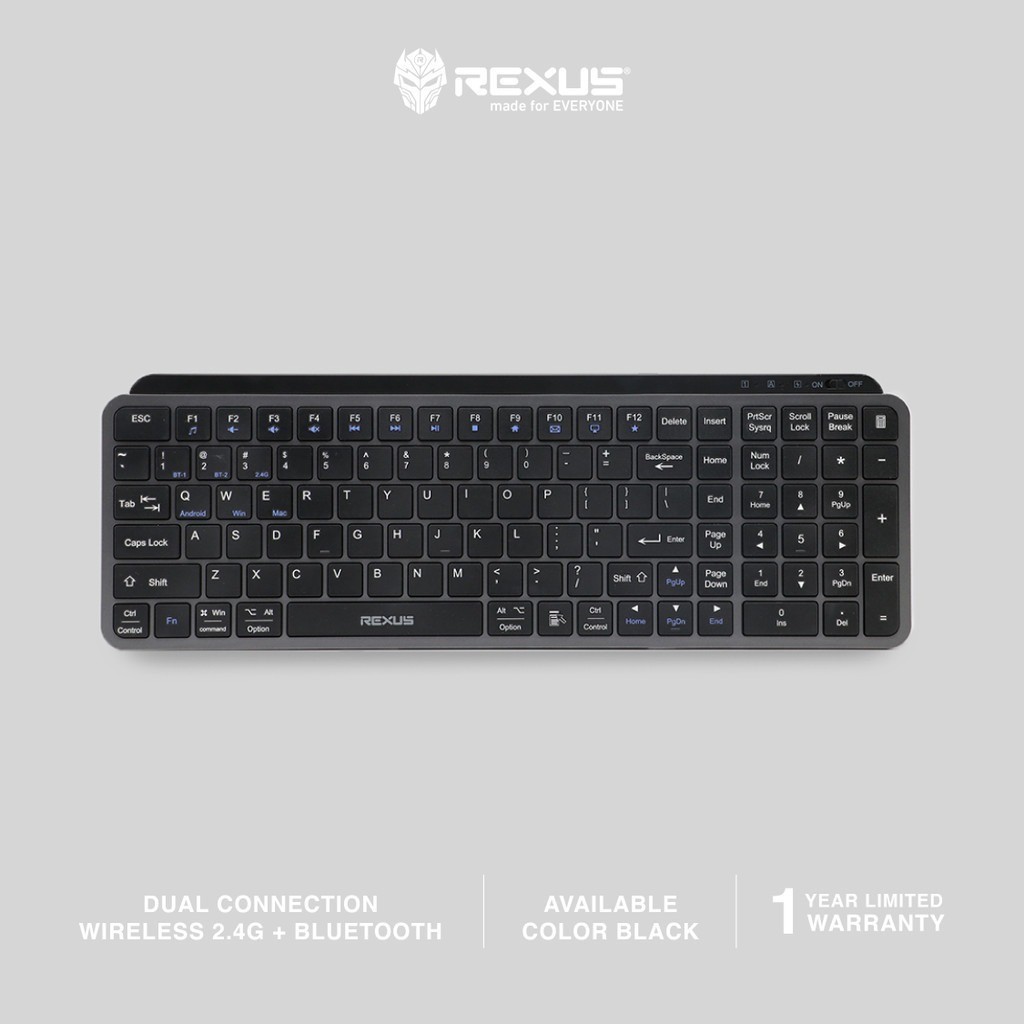 Jual Keyboard REXUS Bluetooth + Wireless with Shortcut Function KL100 ...