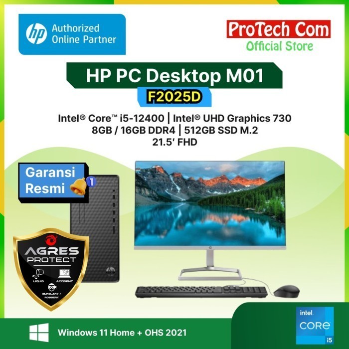 Jual HP PC Desktop M01-F2025D i5-12400 8GB 512GB OHS W11 LED 21.5" - DDR4 8GB - DDR4 8GB ...