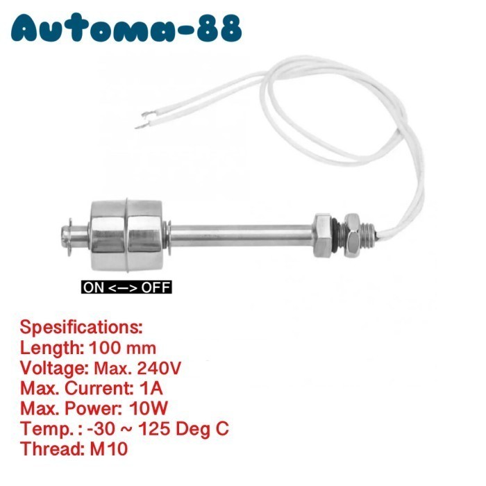 Jual MN08 Water Level sensor Float switch 100mm 10cm Stainless steel 10 ...