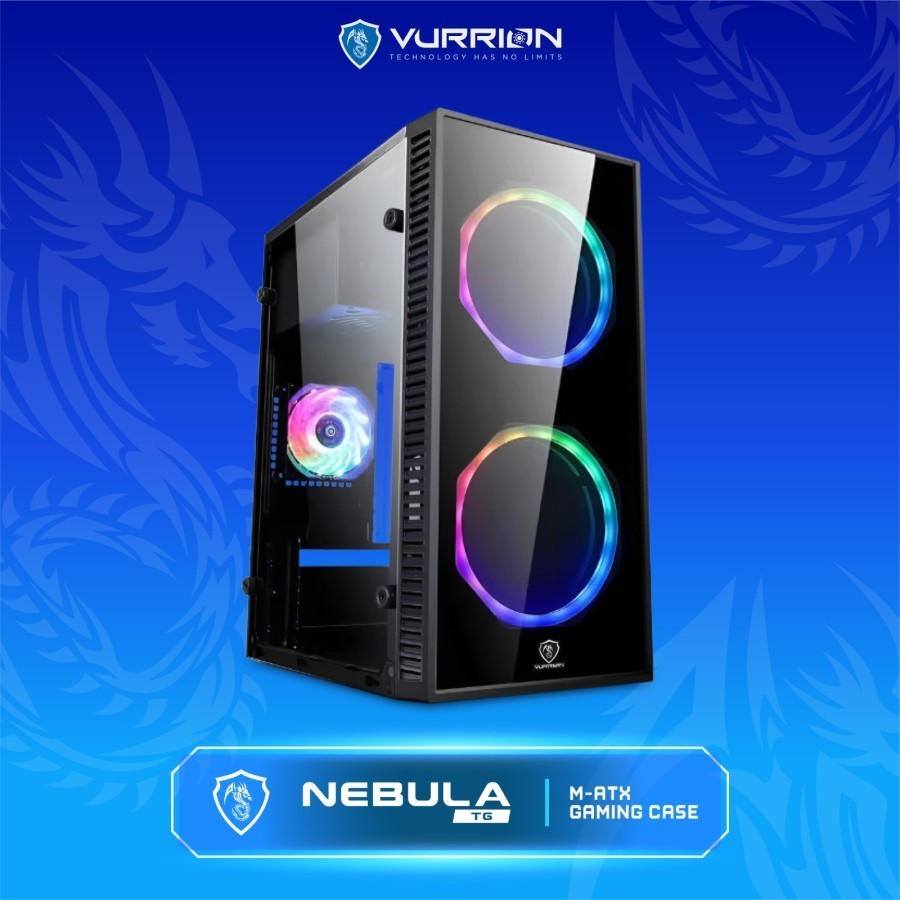 Jual Casing PC Nebula TG BLACK - M-ATX / ITX, incld 3 Fan Case Komputer ...