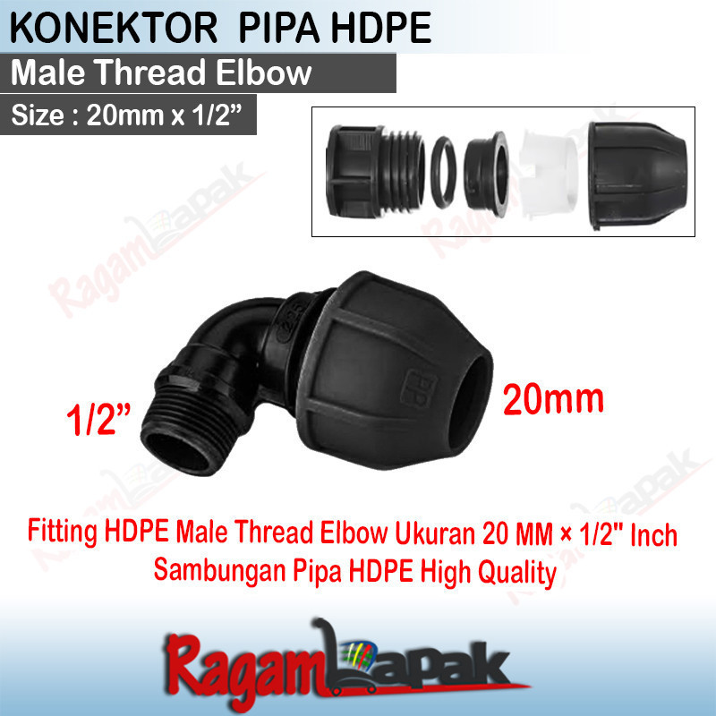 Jual Fitting HDPE Male Thread Elbow Ukuran 20 MM × 1/2" Inch | Shopee ...