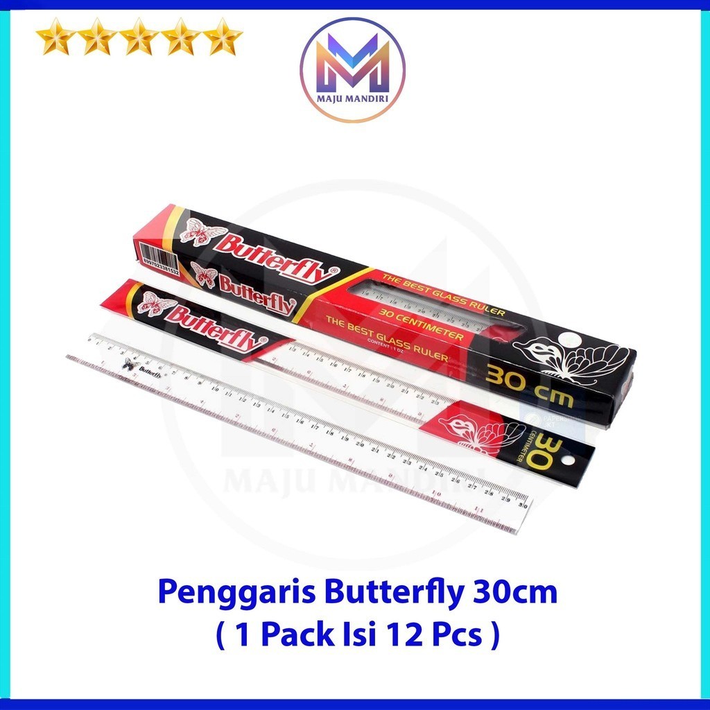 Jual Penggaris Plastik Butterfly 30 cm / Ruller Per Pack Isi 12 Pcs ...