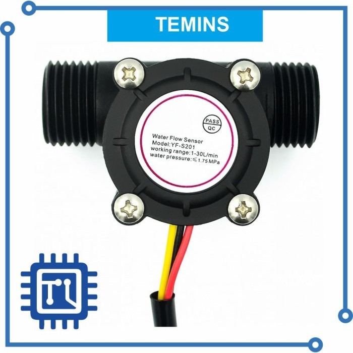 Jual YF-S201 Sensor Debit Air Water Flow Aliran Air 1/2" 0.5 inch ...