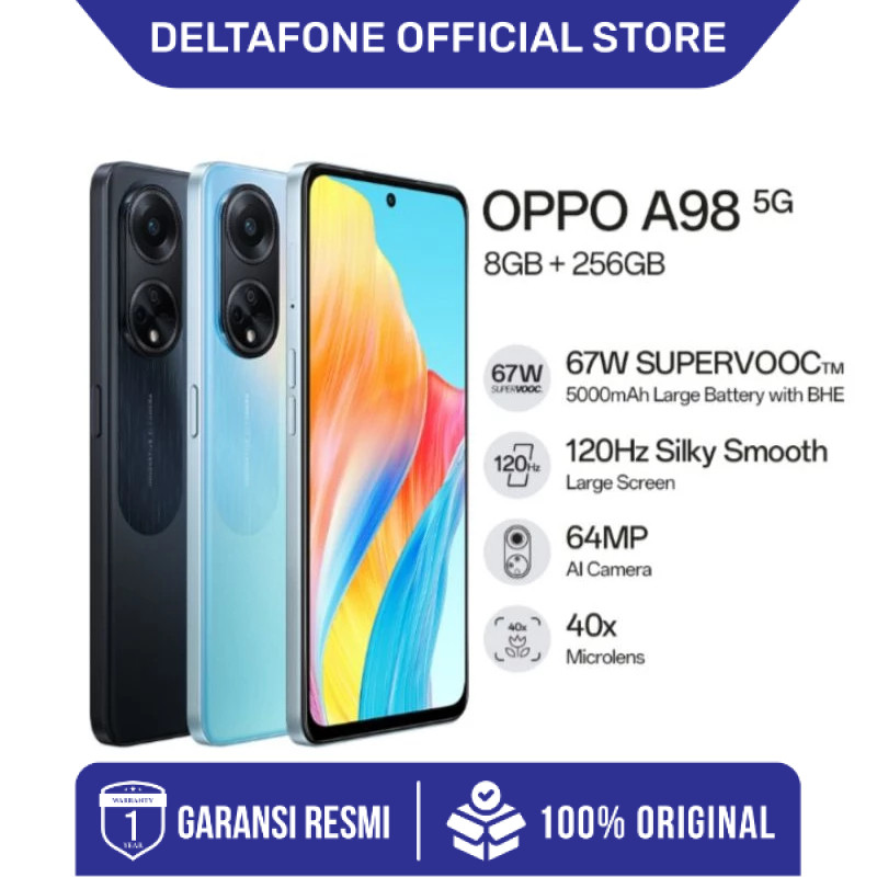 Jual OPPO A98 5G RAM 8/256GB Blue [67W SUPERVOOC, RAM Expansion hingga ...