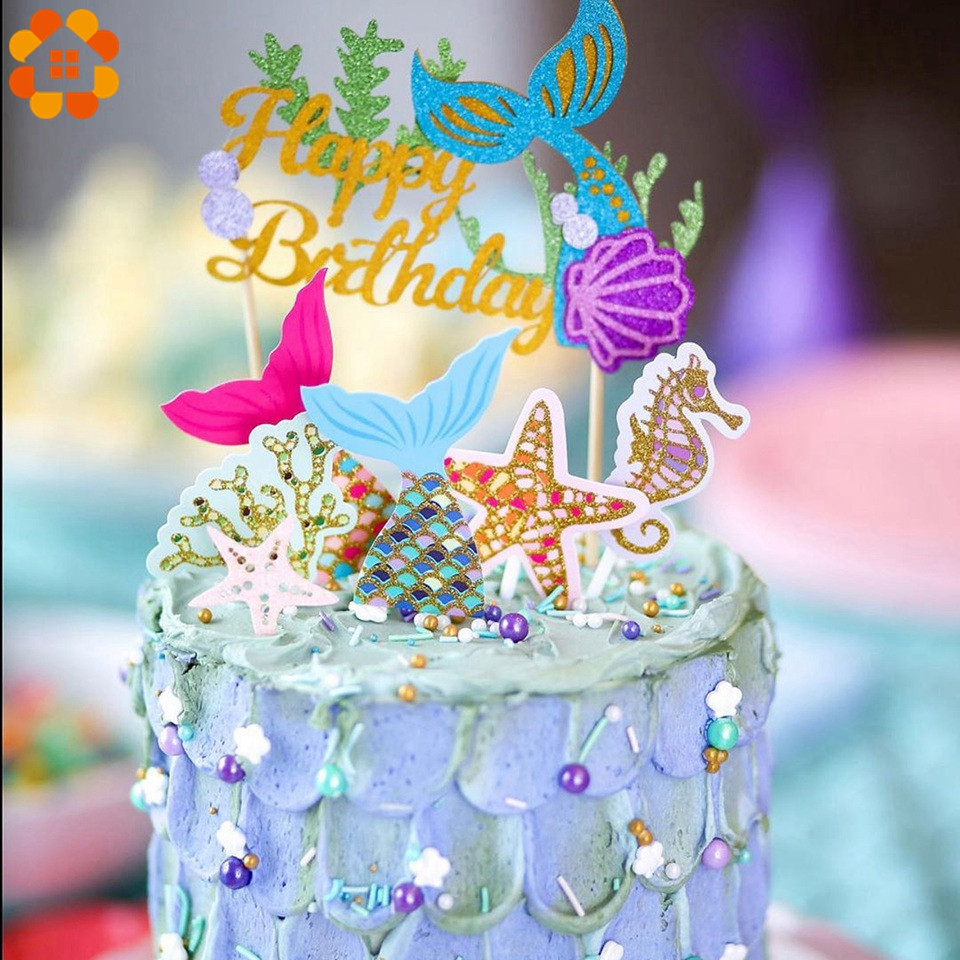 Jual CAKE TOPPER HAPPY BIRTHDAY TEMA PRINCESS MERMAID/TOPPER DEKORASI ...