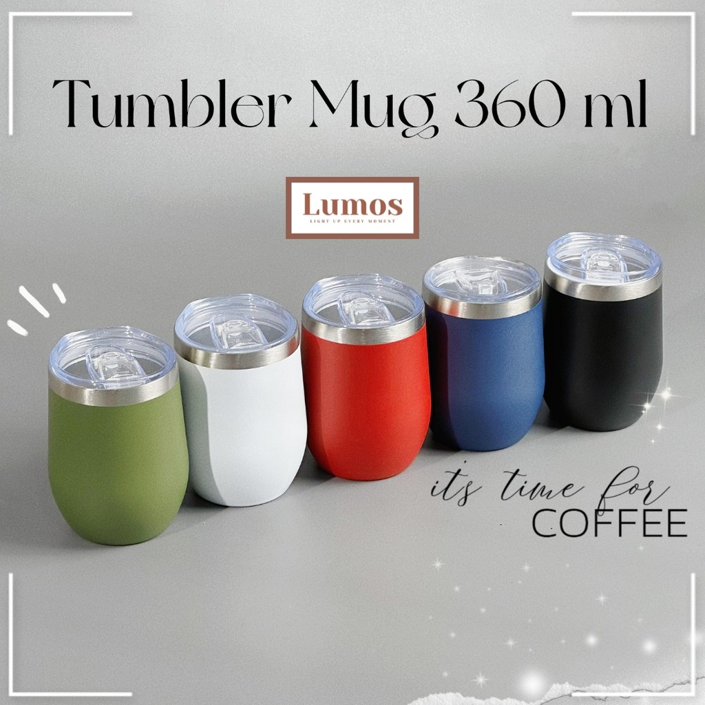 Jual Tumbler Kopi Teh Mug 360 ML 12 oz Termos Tahan Panas Dingin Anti ...
