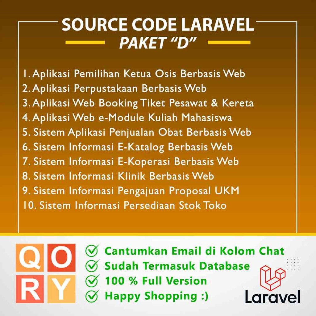 Jual [LARAVEL PAKET D] - Kumpulan Referensi Source Code Program Aplikasi Sistem Informasi ...
