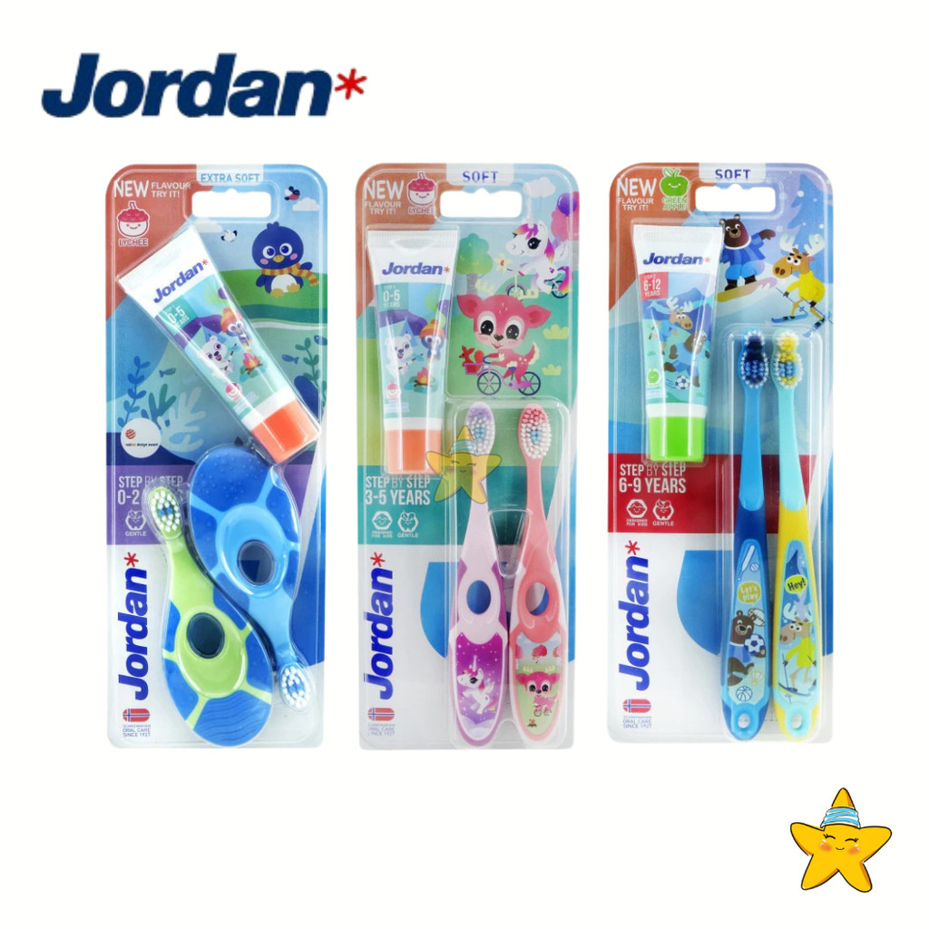 Jual HBK Jordan Oral Care Baby Kids Twinpack Toothbrush Toothpaste Step ...