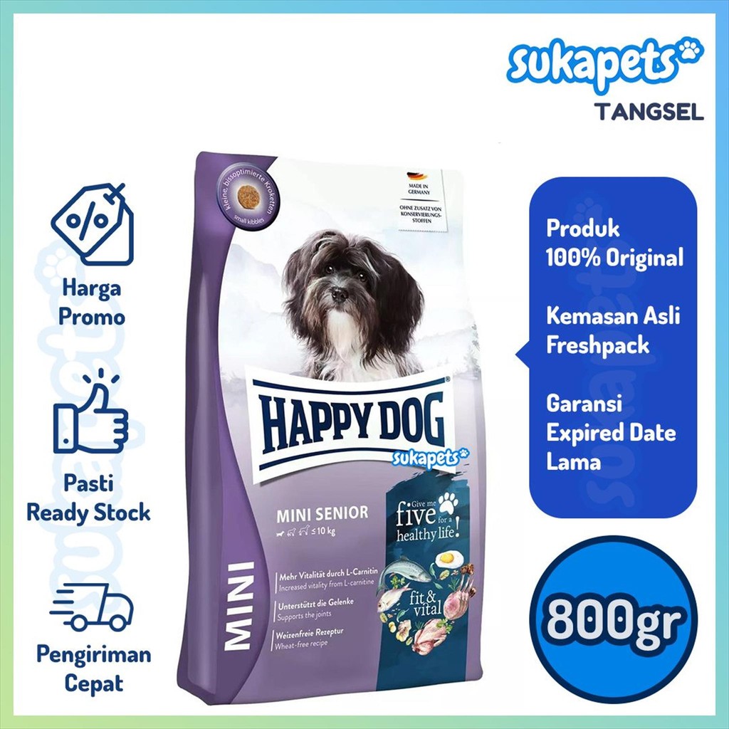 Jual Happy Dog Mini Adult Senior Fit & Vital Makanan Anak Anjing 800gr ...