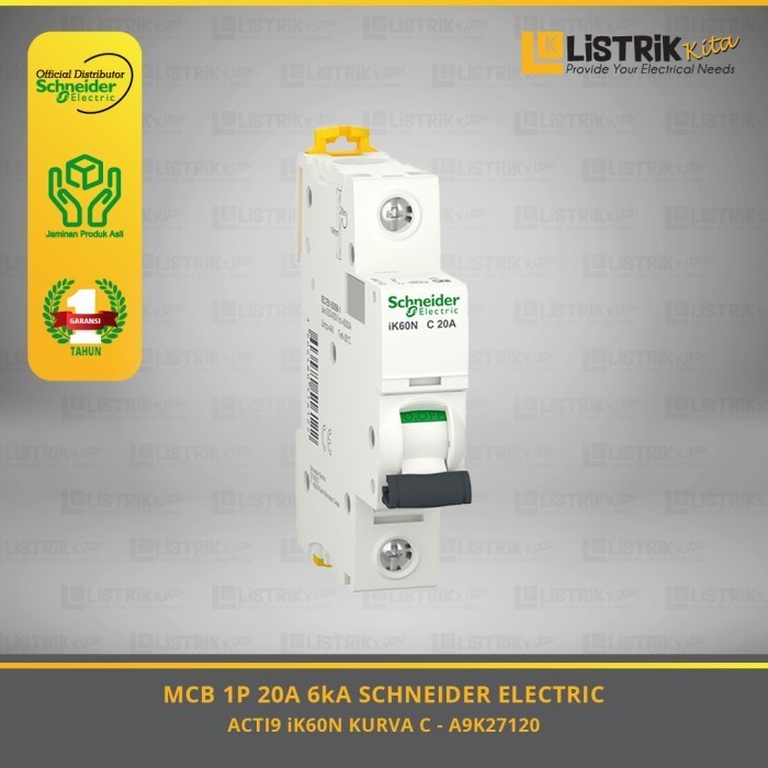 Jual Schneider Mcb Ik60N 1P 20A 6Ka C - A9K27120 | Shopee Indonesia