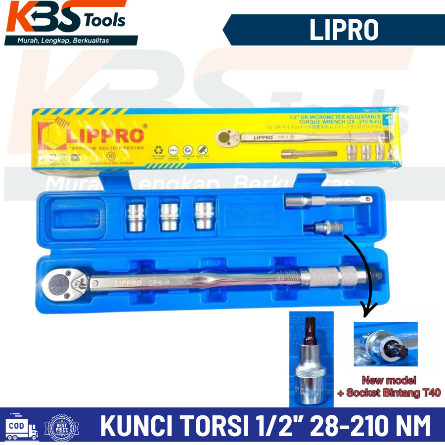 Jual Kunci Momen Torsi 1/2'' Inch 28-210 N.M set 6 pcs Torque Wrench LIPRO 11068 Original 28 ...