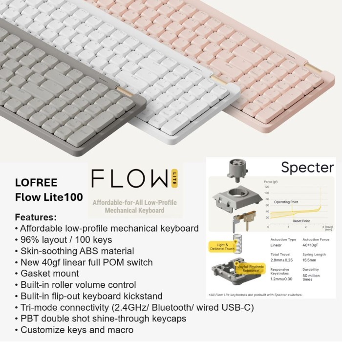 Jual Lofree Flow Lite100 Wireless Mechanical Keyboard - Smoothest ...