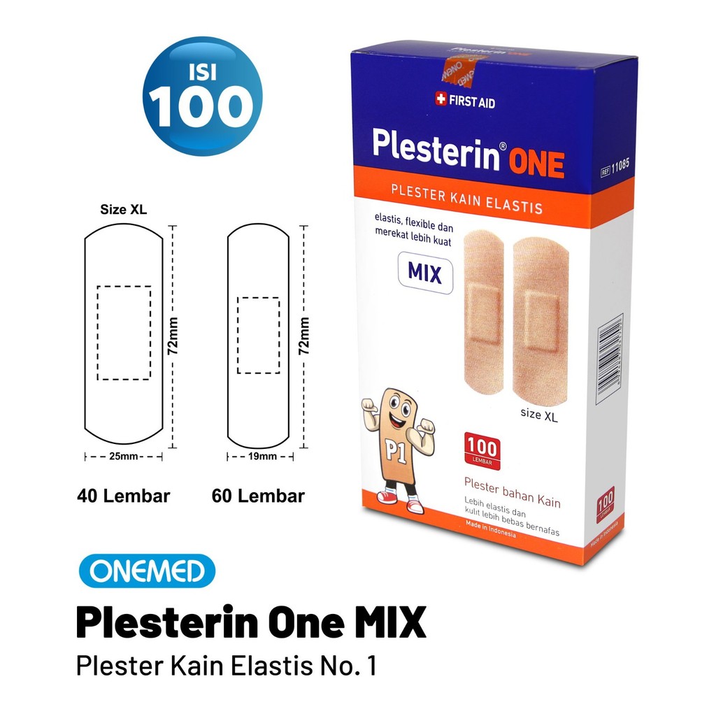 Jual ONEMED Plesterin ONE MIX Box Isi 100 Lembar - Plester Luka Elastis ...