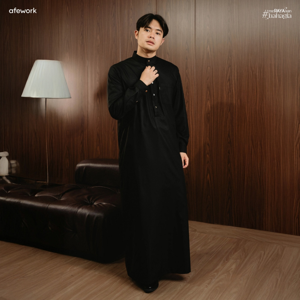 Jual [NEW] Afework Baju Gamis Jubah Pria Polos Lengan Panjang Lebaran ...