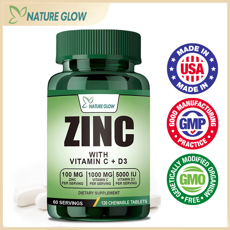Jual Supplements Zinc Chewable Tablets Zinc 100mg, Vitamin C 1000mg, and Vitamin D3 5000 IU ...
