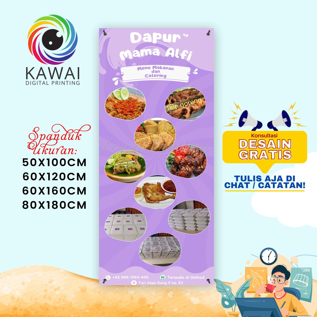 Jual Spanduk Banner MMT Menu Makanan & Catering Warna Ungu Ukuran ...