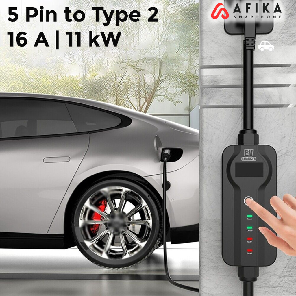 Jual Charger Mobil Listrik EV LED 16A 11kW Male 5 Pin to Male Type 2 | Shopee Indonesia
