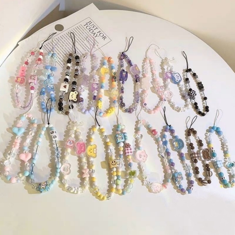 Jual Gantungan Korean Chain Hp Lanyard Manik Manik Bulat Tali Gelang ...