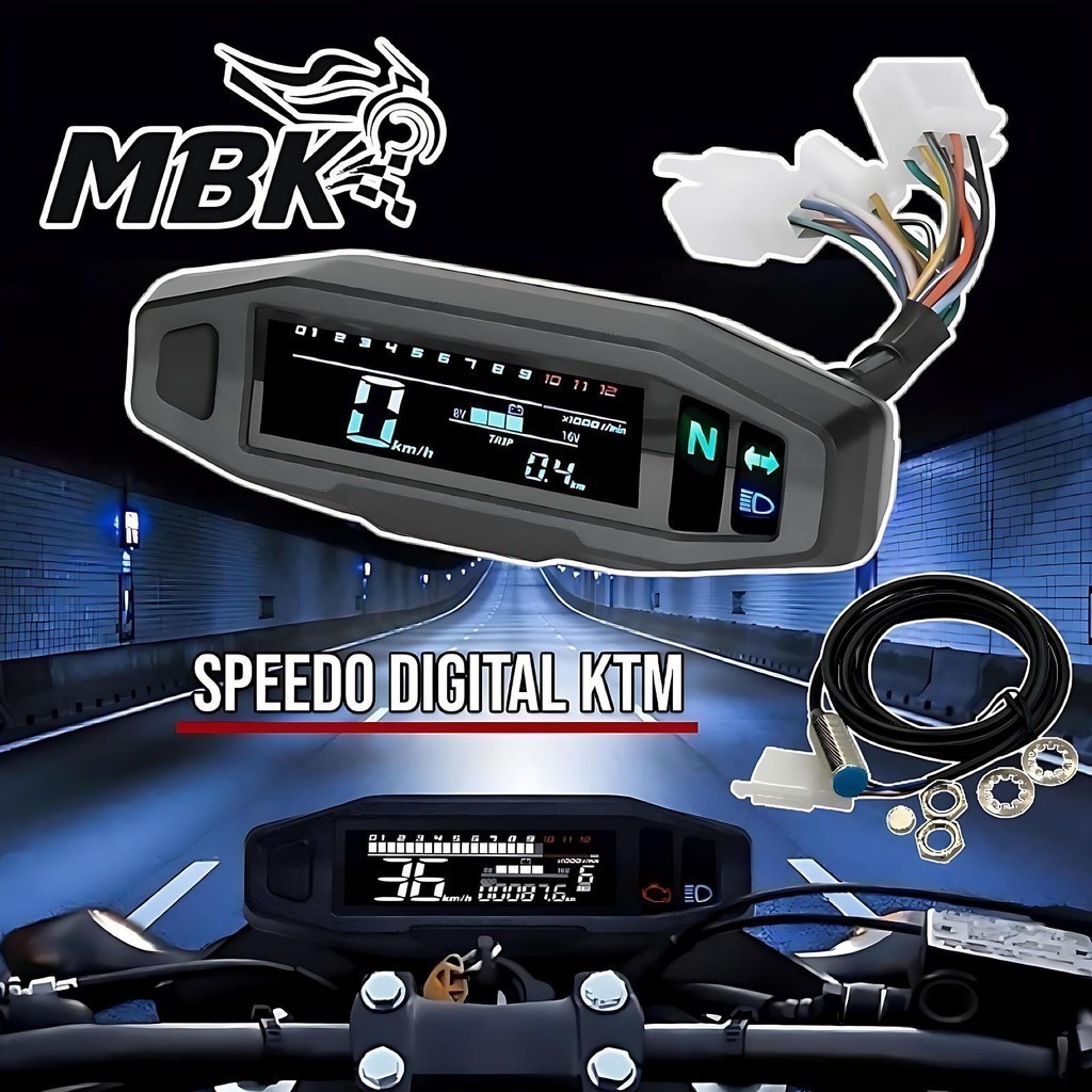 Jual Speedometer LED Digital Model KTM With Kabel Sensor Universal ...