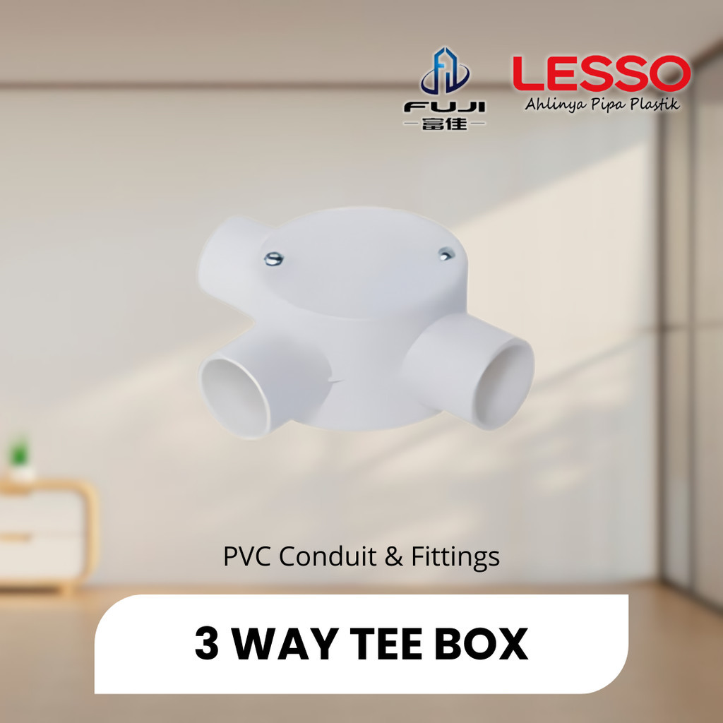 Jual Lesso PVC Conduit 3 Way Tee Box Dengan Penutup | Shopee Indonesia