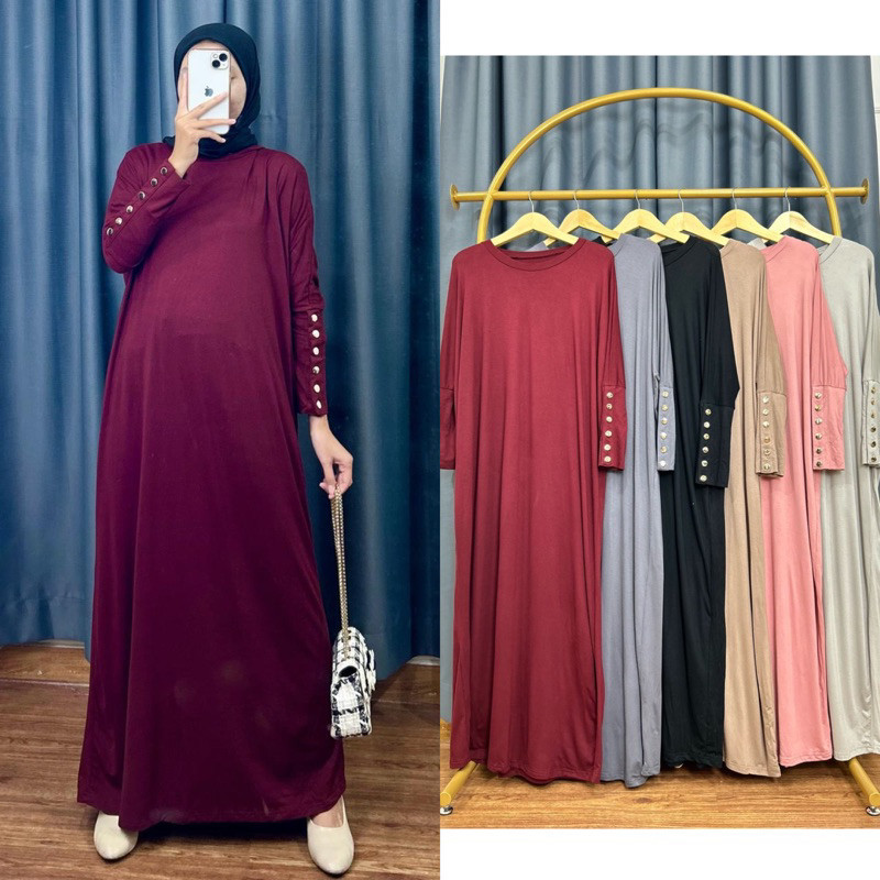 Jual Gamis Inara Batwing Button Knit Premium Kekinian gamis viral 2024 | Shopee Indonesia