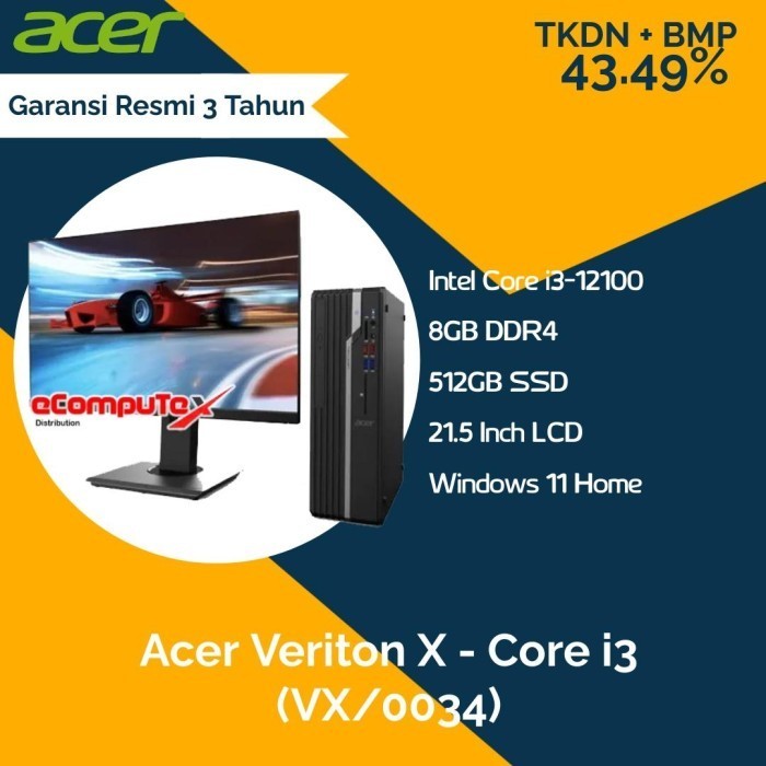 Jual PC Desktop Acer Veriton X - Core i3 (VX/0034) - 8GB 512GB - TKDN RESMI | Shopee Indonesia