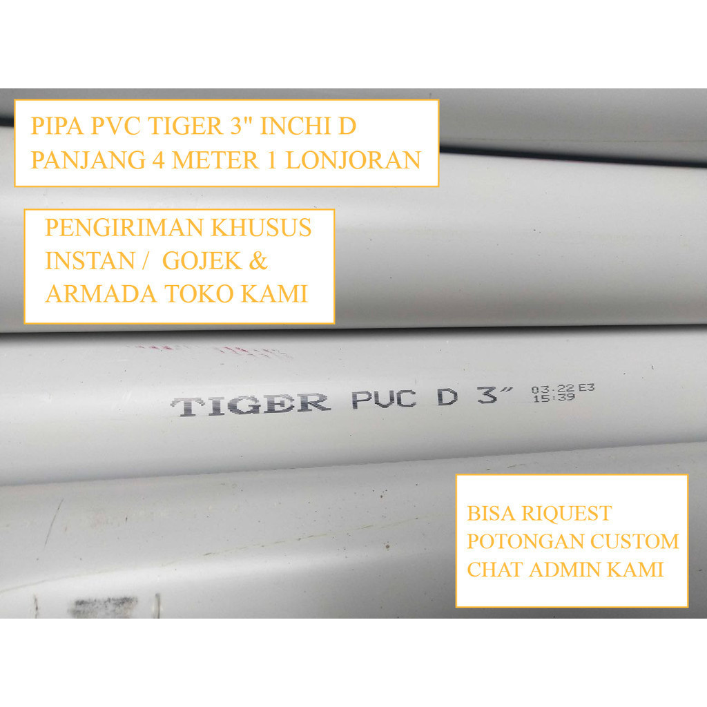 Jual Pipa PVC TIGER 3" Inch D Panjang 4 Meter Lonjoran - Pipa Kuat ...
