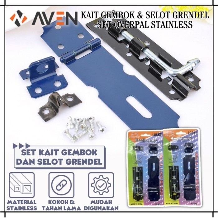 Jual AVEN Kait Gembok Dan Selot Grendel Set Overpal Stainless Anti ...