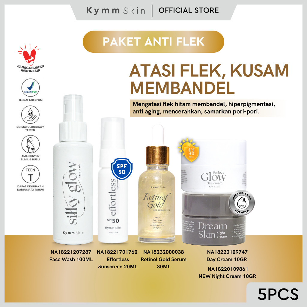 Jual KYMM SKIN Paket Anti Flek & Whitening 5PCS [Day Cream 10gr, Face ...