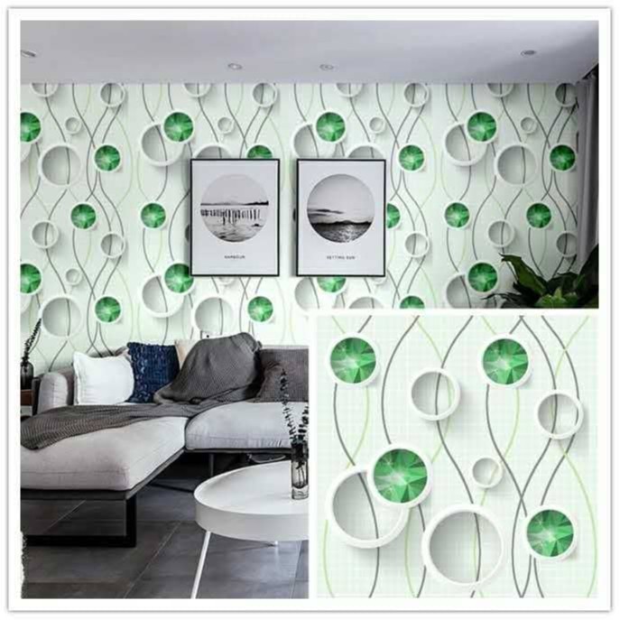 Jual Wallpaper Dinding Wave Bulat Hijau 8m s/d 9m x 45cm | Shopee Indonesia