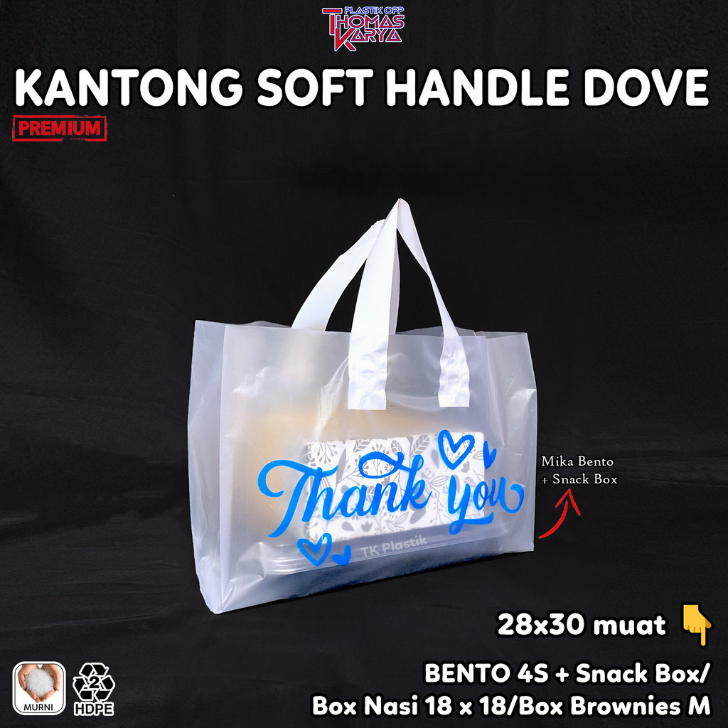 Jual Softhandle Dove 28x30 Thank You BIRU muat Bento Sekat 4 isi 50 ...