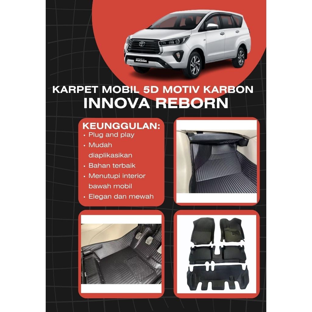 Jual Karpet Mobil 5D Innova Reborn Full Set Bagasi / Premium Car Carpet ...