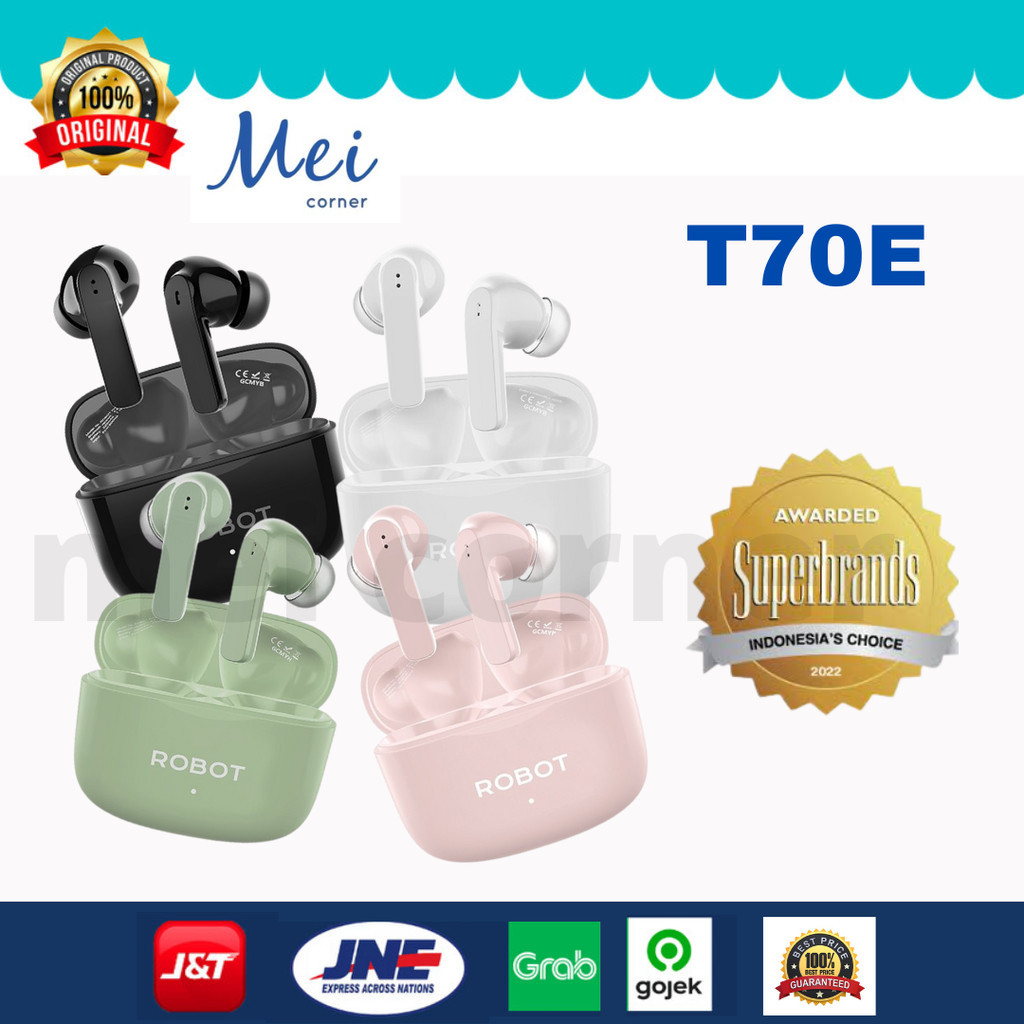 Jual ROBOT TWS Earphone Airbuds T70E Deep Bass Bluetooth 5.4 (MC ...