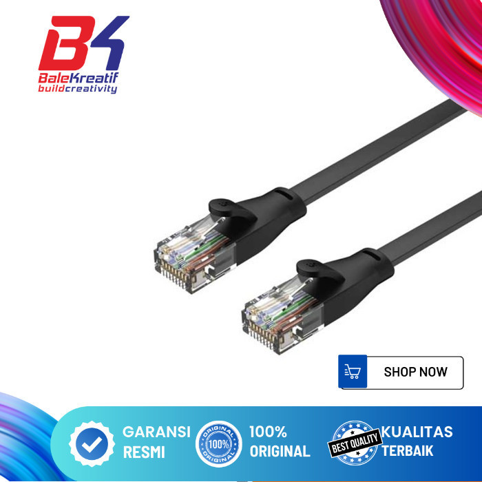 Jual KABEL LAN UNITEK C1811GBK 3M CAT6 UTP RJ45 Flat Ethernet cable | Shopee Indonesia
