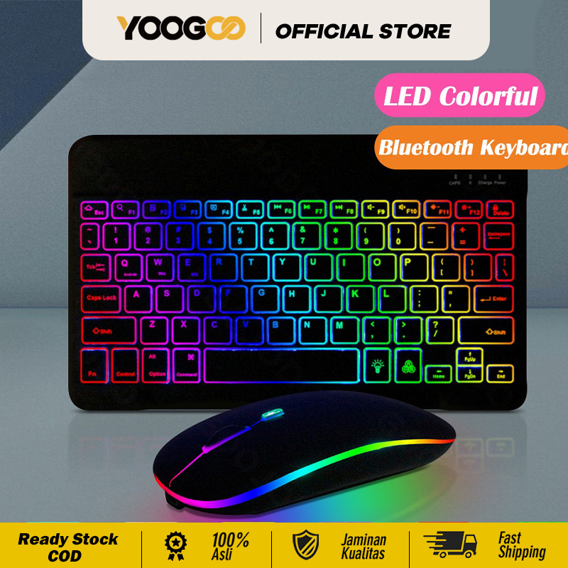 Jual YOOGOO Wireless Bluetooth Keyboard Mouse Set 10inch Backlit Papan ...