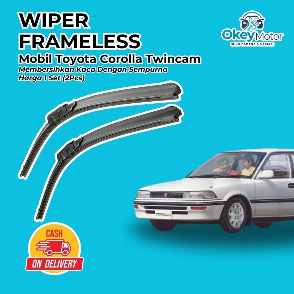 Jual Wiper Mobil Frameless Toyota Corolla Twincam Model Banana Karet 1 Set Kiri dan Kanan ...