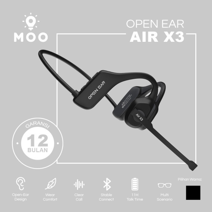 Jual TERJAMIN OPEN EAR AIR X3 Spot Moo Air Conduction Communication Headphone BT 5.2 Adjustable ...