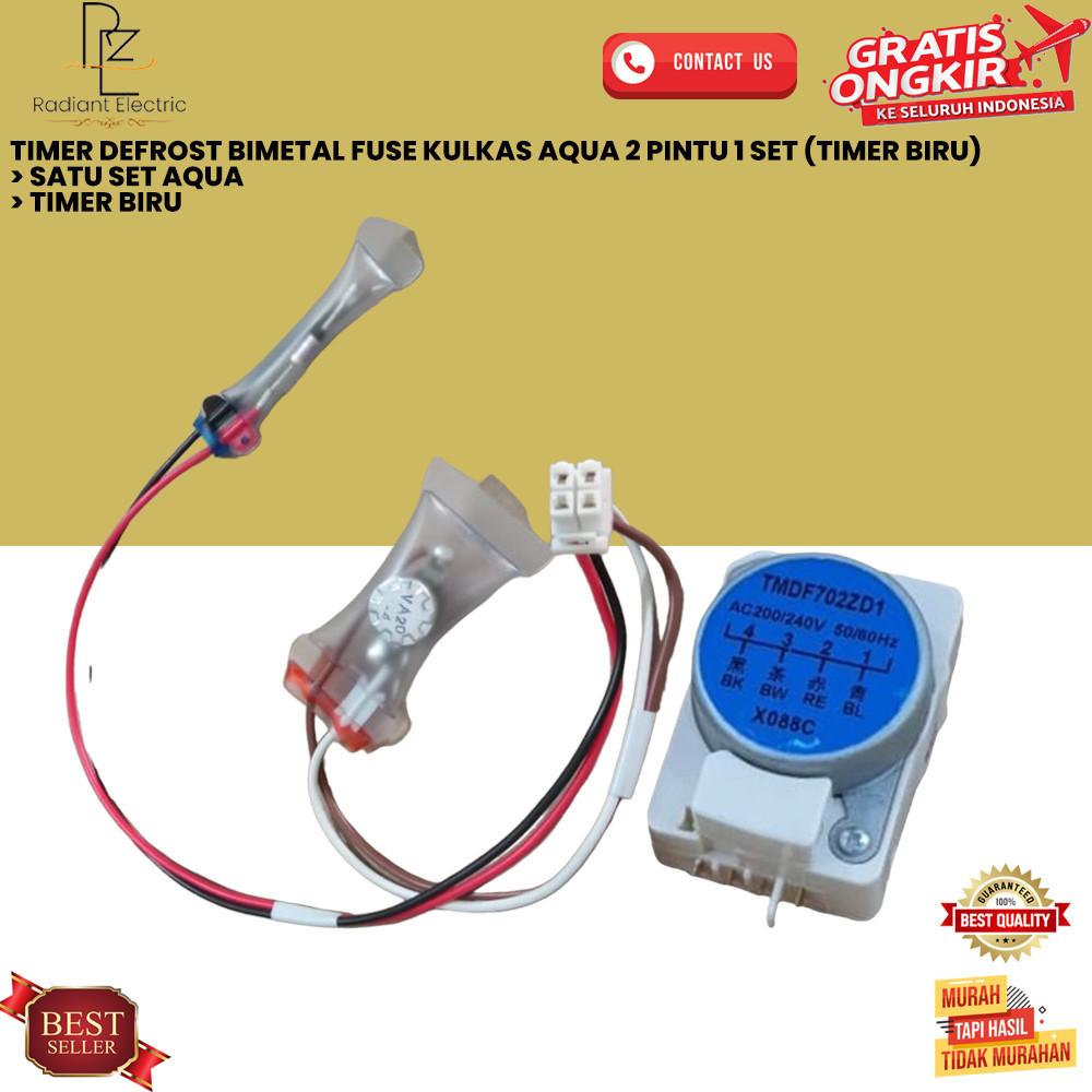 Jual TIMER DEFROST BIMETAL FUSE KULKAS AQUA 2 PINTU 1 SET (TIMER BIRU ...