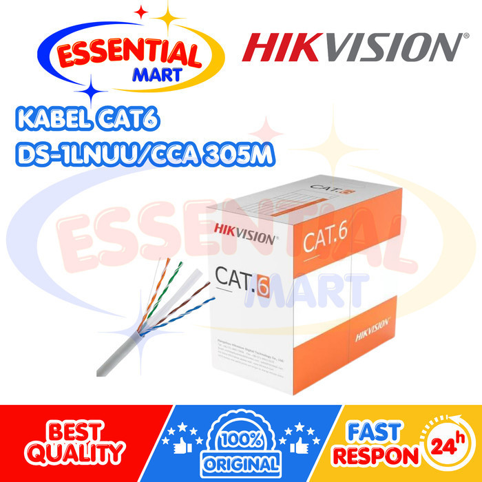 Jual Kabel LAN Hikvision UTP Cat 6 DS-1LN6U-U/CCA Cat6 305M Grey | Shopee Indonesia